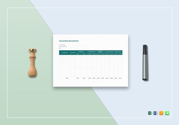 Accounting Spreadsheet Template in Word, Excel, Apple Pages, Numbers