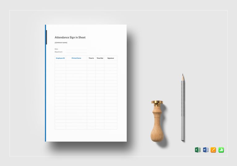 Attendance Sign in Sheet Template in Word, Excel, Apple Pages, Numbers