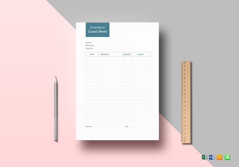 Inventory Count Sheet Template in Word, Excel, Apple Pages, Numbers