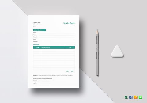 Service Order Template in Word, Excel, Apple Pages, Numbers