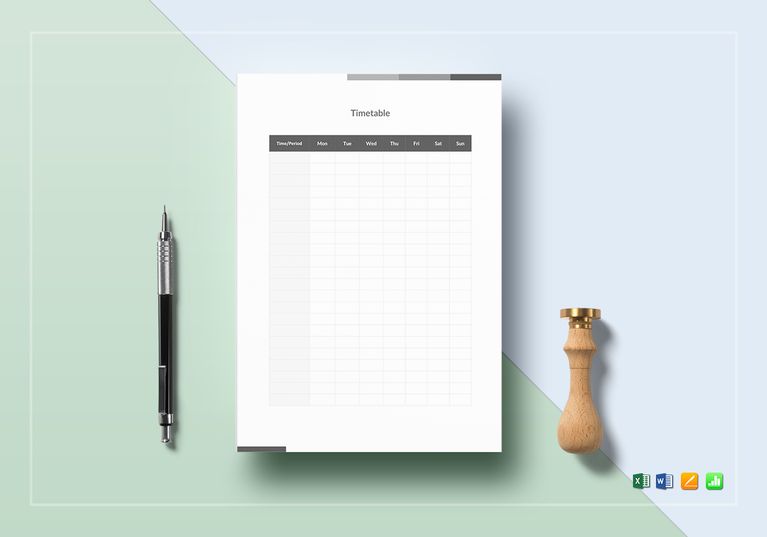 Timetable Template in Word, Excel, Apple Pages, Numbers