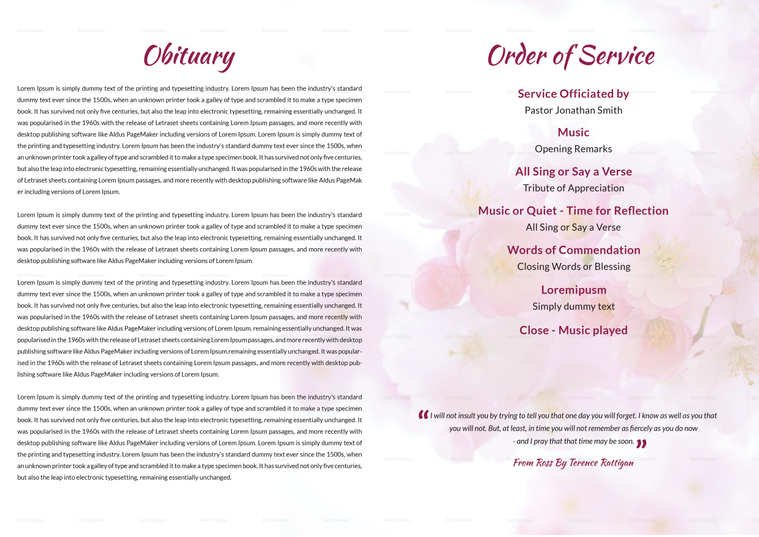 Funeral Bi-fold Brochure Template in Adobe Photoshop, Microsoft Word