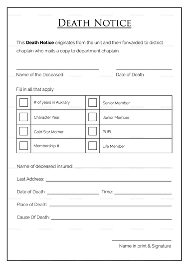 Death Information Notice Template in Adobe Photoshop, Microsoft Word