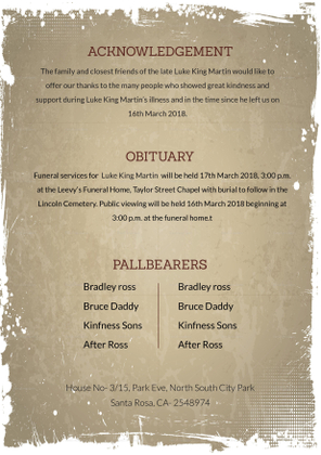 Loving Memory Death Announcement Template in Adobe Photoshop, Microsoft ...