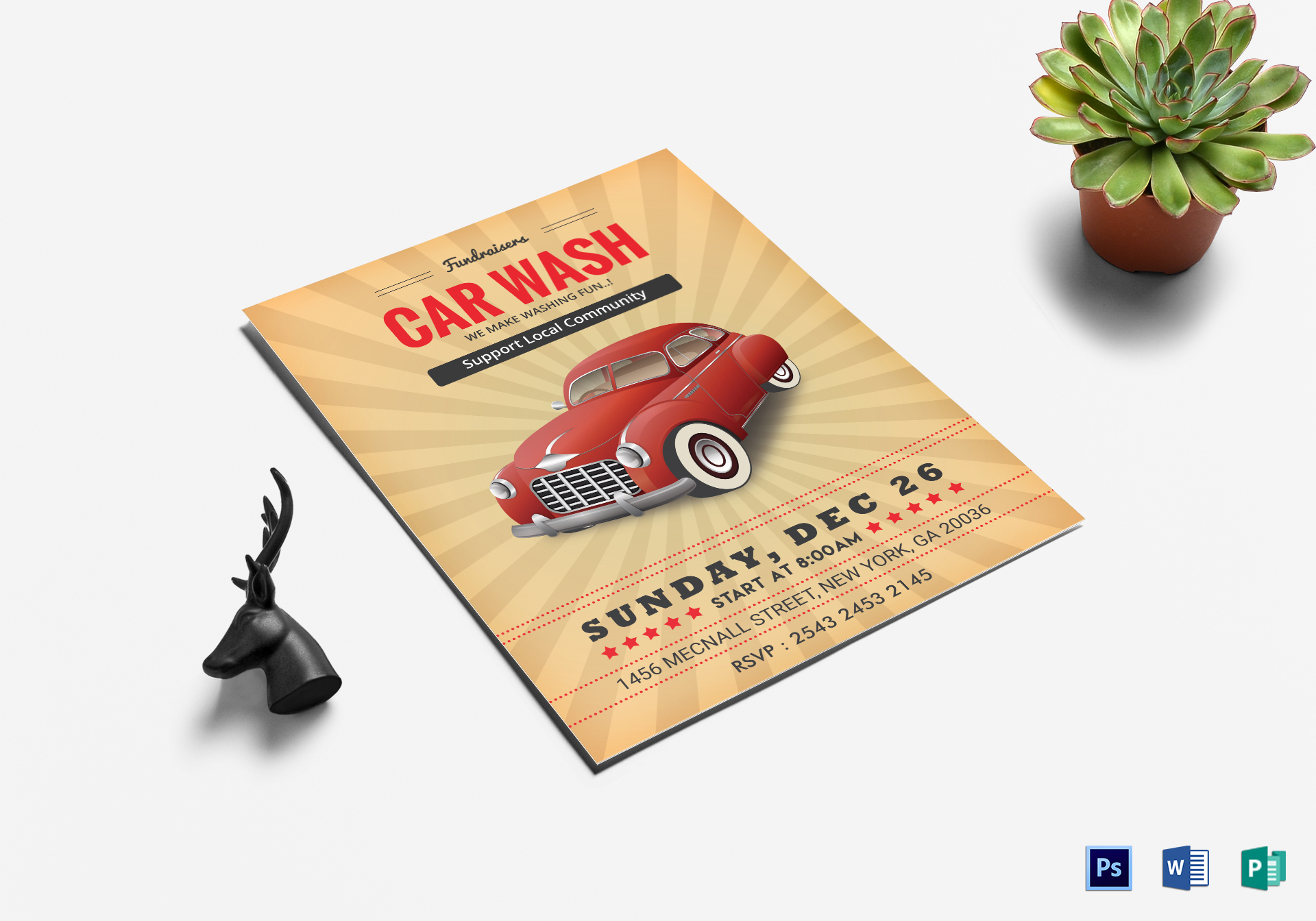Fundraiser Car Wash Flyer Design Template In Word PSD Publisher