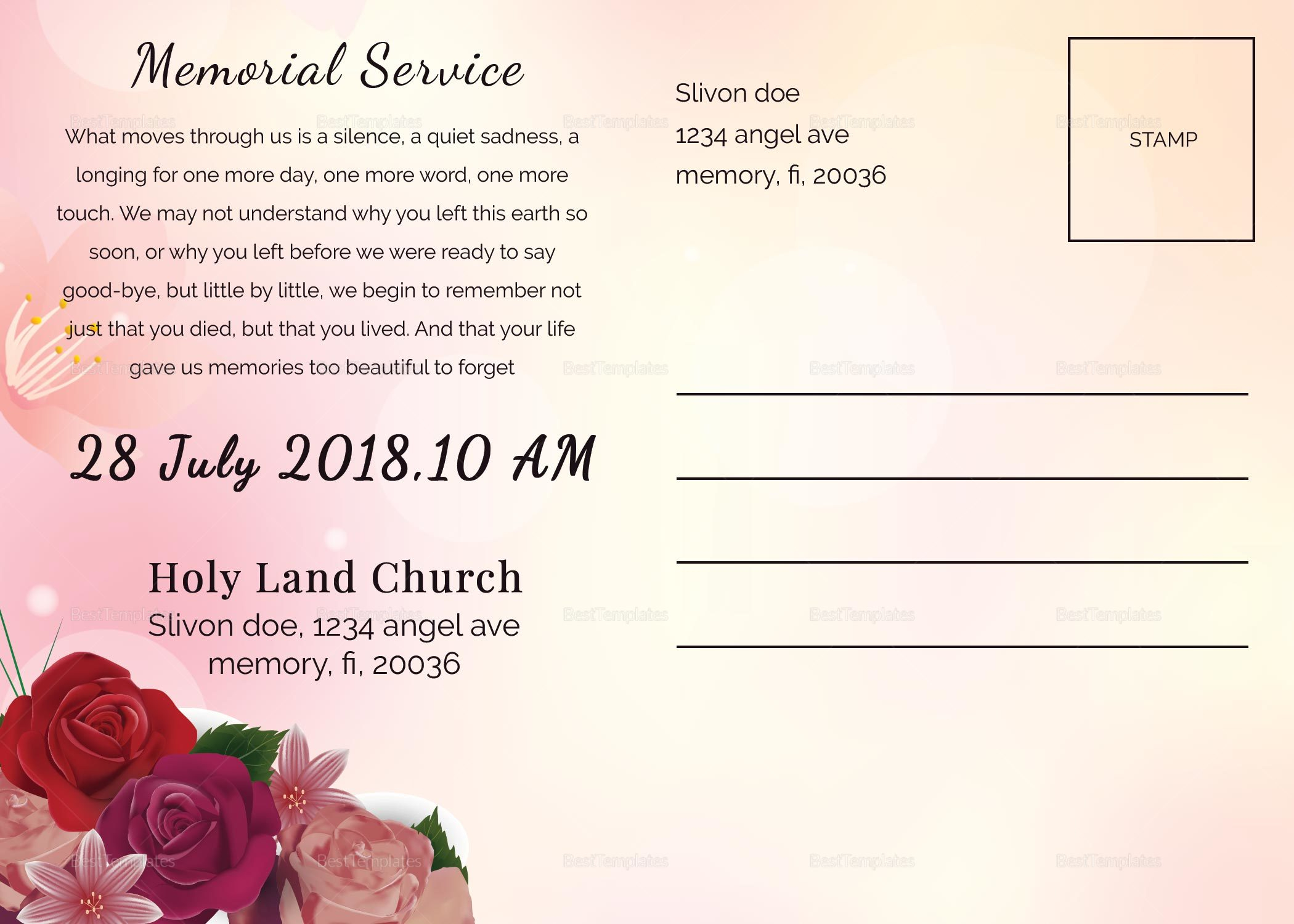 Funeral Invitation Template Word