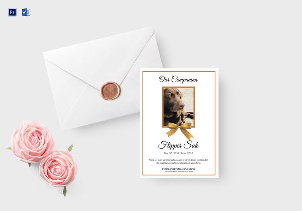 Obituary Pet Memorial Card Template in Adobe Photoshop, Microsoft Word