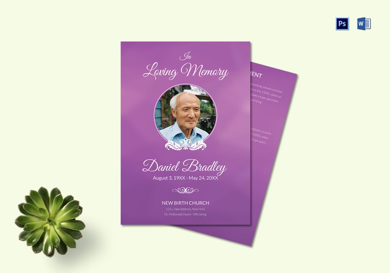 Printable Funeral Planning Program Template in Adobe Photoshop ...