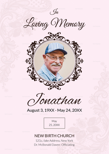 Funeral Service Program Template in Adobe Photoshop, Microsoft Word