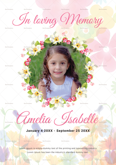 Obituary Funeral Templates For kids in Adobe Photoshop, Microsoft Word
