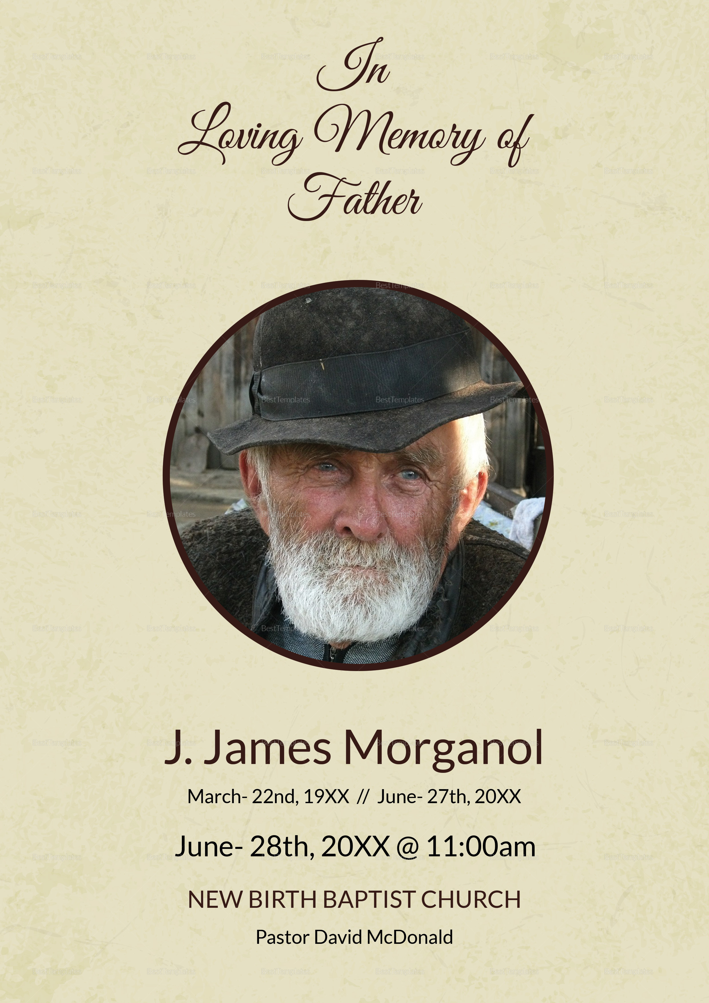 Funeral Program Template for Father in Adobe Photoshop, Microsoft Word