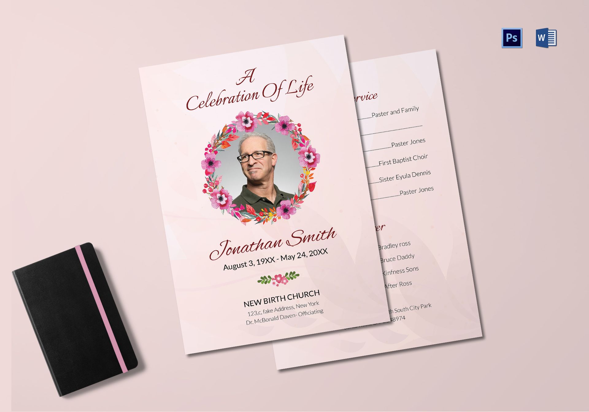 Premium Funeral Order Of Service Template In Adobe Photoshop Microsoft