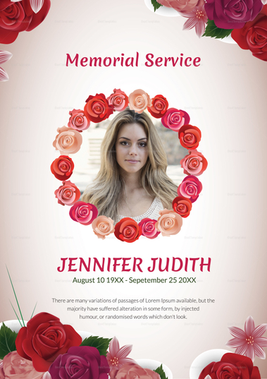 Funeral Memorial Service Program Template in Adobe Photoshop, Microsoft ...