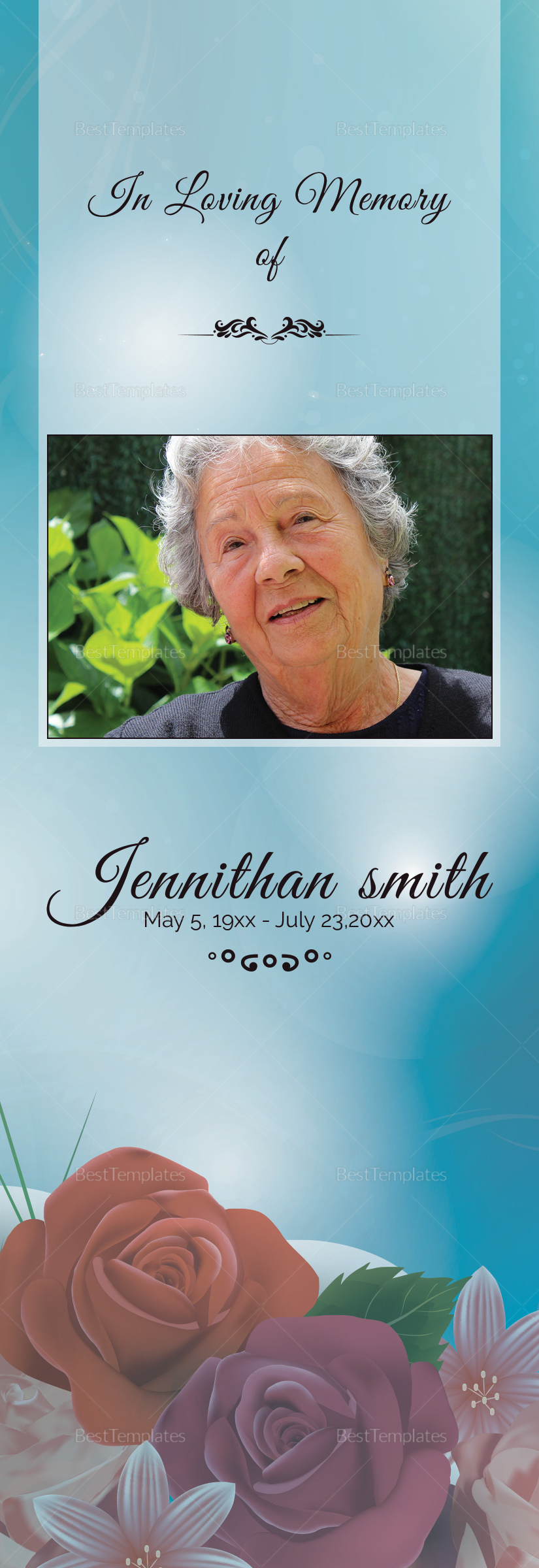 Memorial Bookmark Template in Adobe Photoshop, Microsoft Word