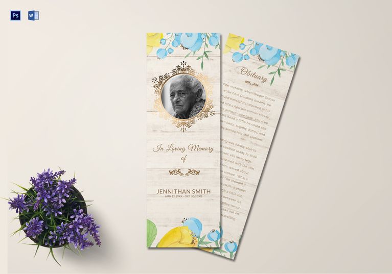 Memorial Service Bookmark Template in Adobe Photoshop, Microsoft Word
