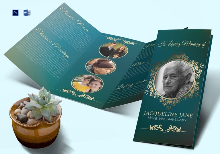 Funeral Invitation Trifold Brochure Template in Adobe Photoshop, Microsoft Word