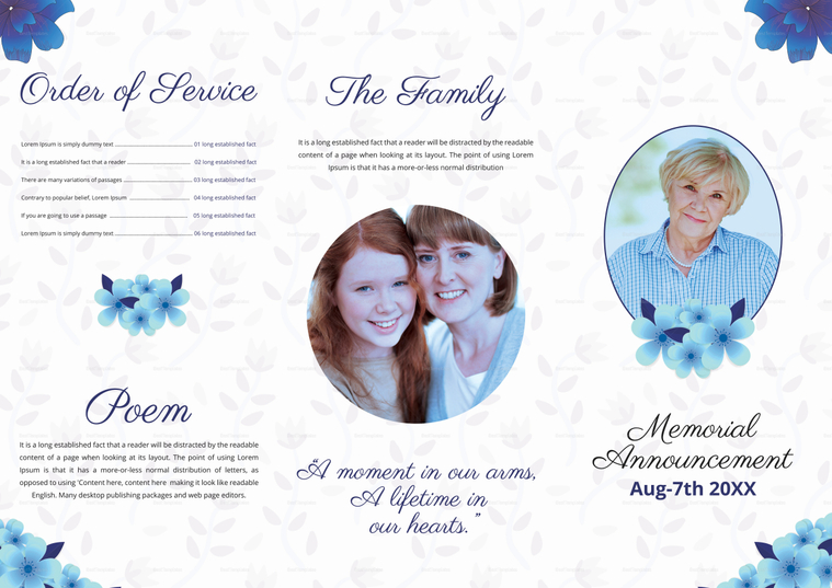 Elegant Funeral Trifold Brochure Template in Adobe Photoshop, Microsoft Word