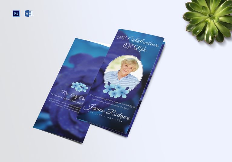 Elegant Funeral Trifold Brochure Template in Adobe Photoshop, Microsoft Word