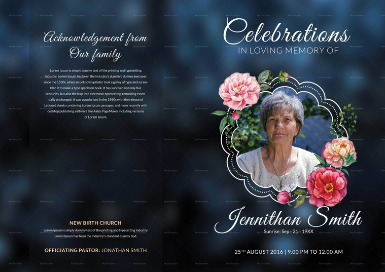 Premium Funeral Booklet Template in Adobe Photoshop, Microsoft Word