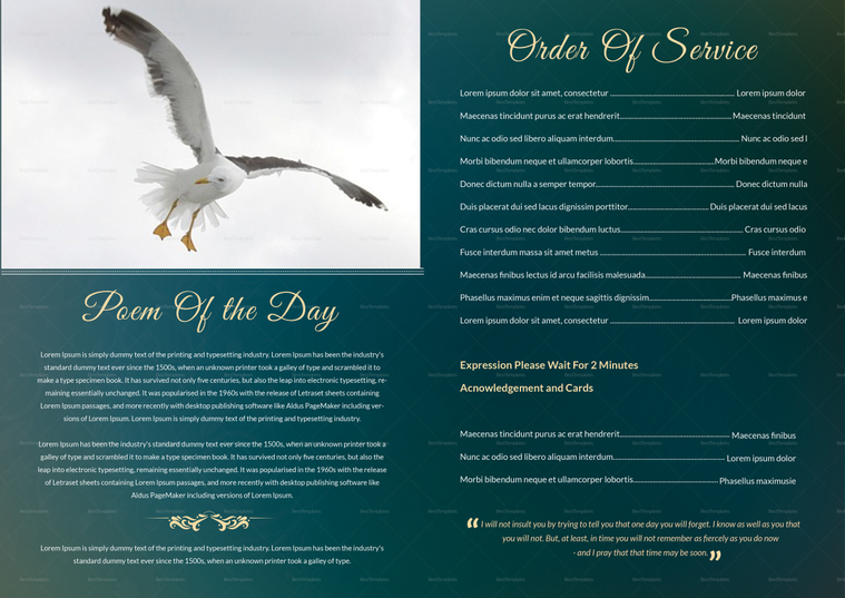 Obituary Funeral Booklet Template in Adobe Photoshop, Microsoft Word