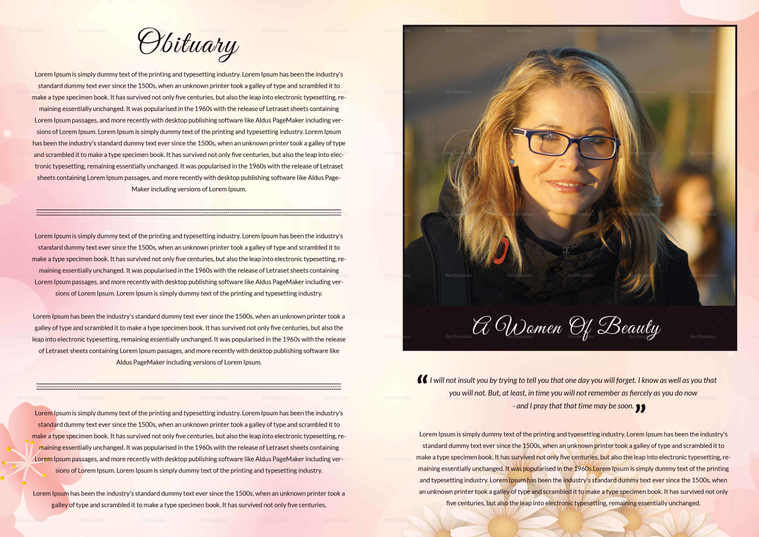 Designed Funeral Booklet Template in Adobe Photoshop, Microsoft Word