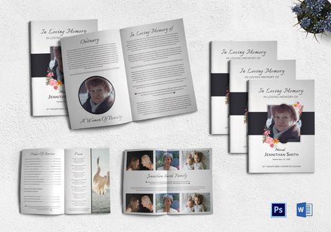 Customizable Funeral Booklet Template in Adobe Photoshop, Microsoft Word