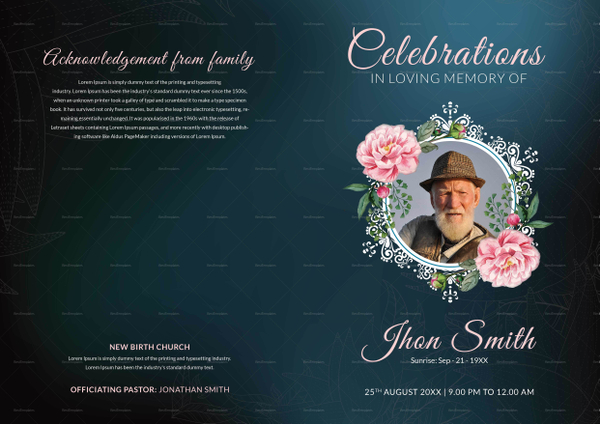 Elegant Funeral Booklet Template in Adobe Photoshop, Microsoft Word