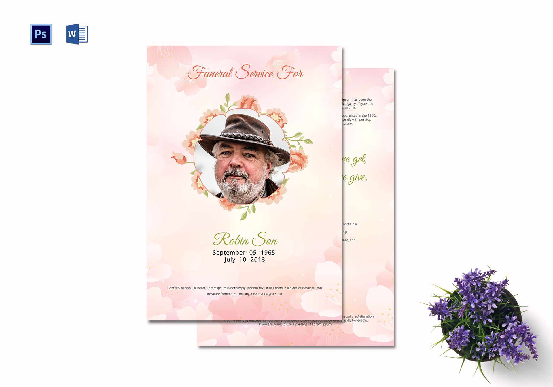 Elegant Funeral Service Template in Adobe Photoshop, Microsoft Word
