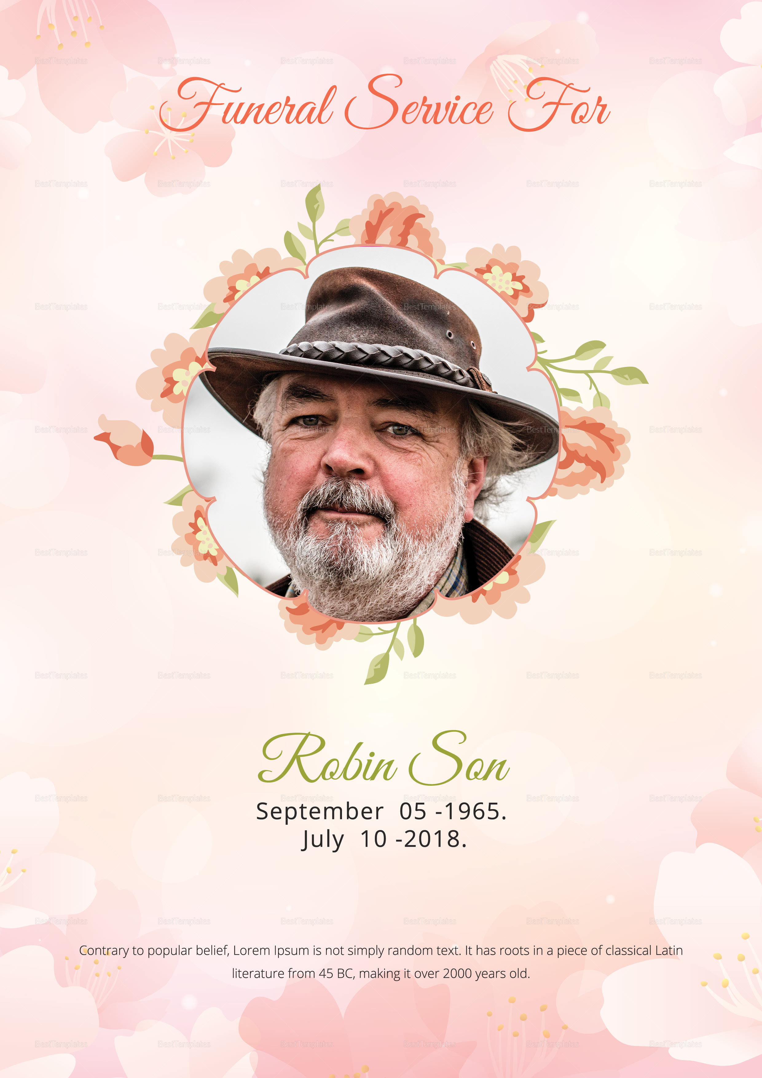 Elegant Funeral Service Template in Adobe Photoshop, Microsoft Word