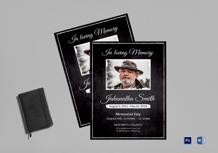 Memorial Bulletin Template in Adobe Photoshop, Microsoft Word