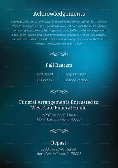 Funeral Program Bulletin Template in Adobe Photoshop, Microsoft Word