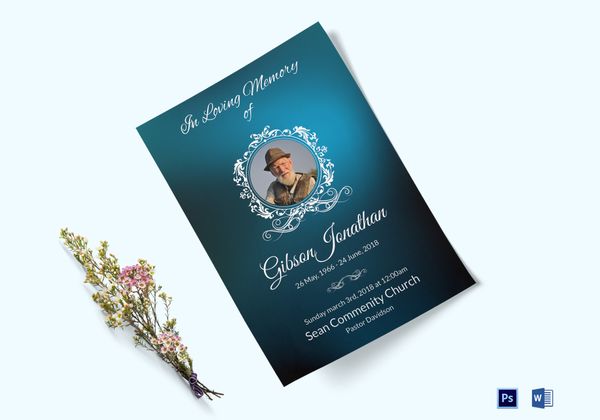 Funeral Program Bulletin Template in Adobe Photoshop, Microsoft Word