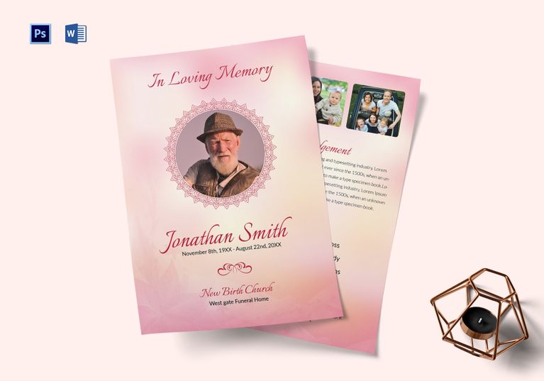 Catholic Funeral Service Program Template in Adobe Photoshop, Microsoft ...