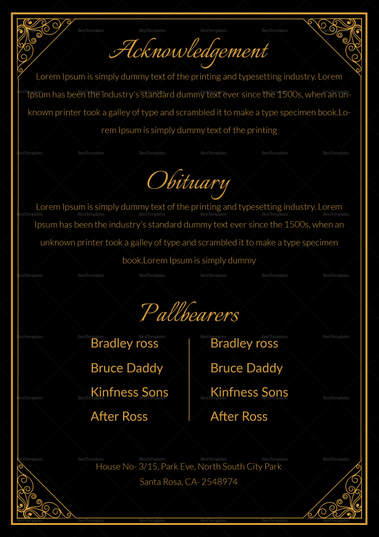 Funeral Service Bulletin Template in Adobe Photoshop, Microsoft Word