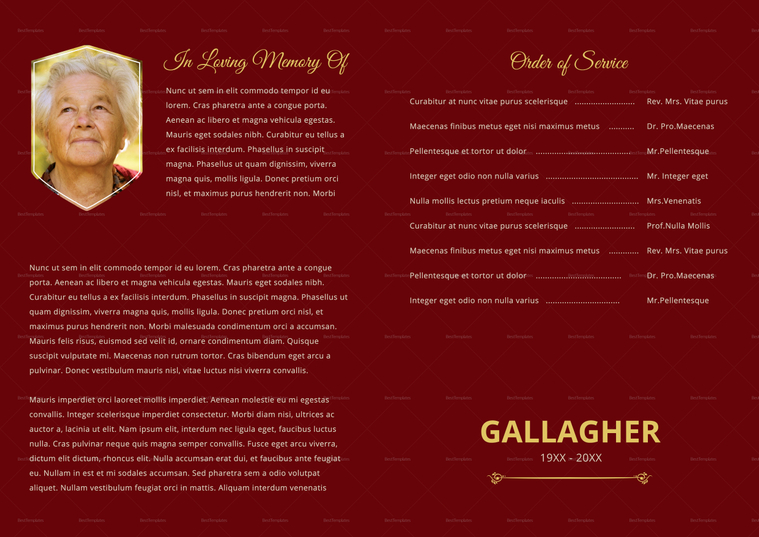 Funeral A4 Bi-Fold Program Template in Adobe Photoshop, Microsoft Word