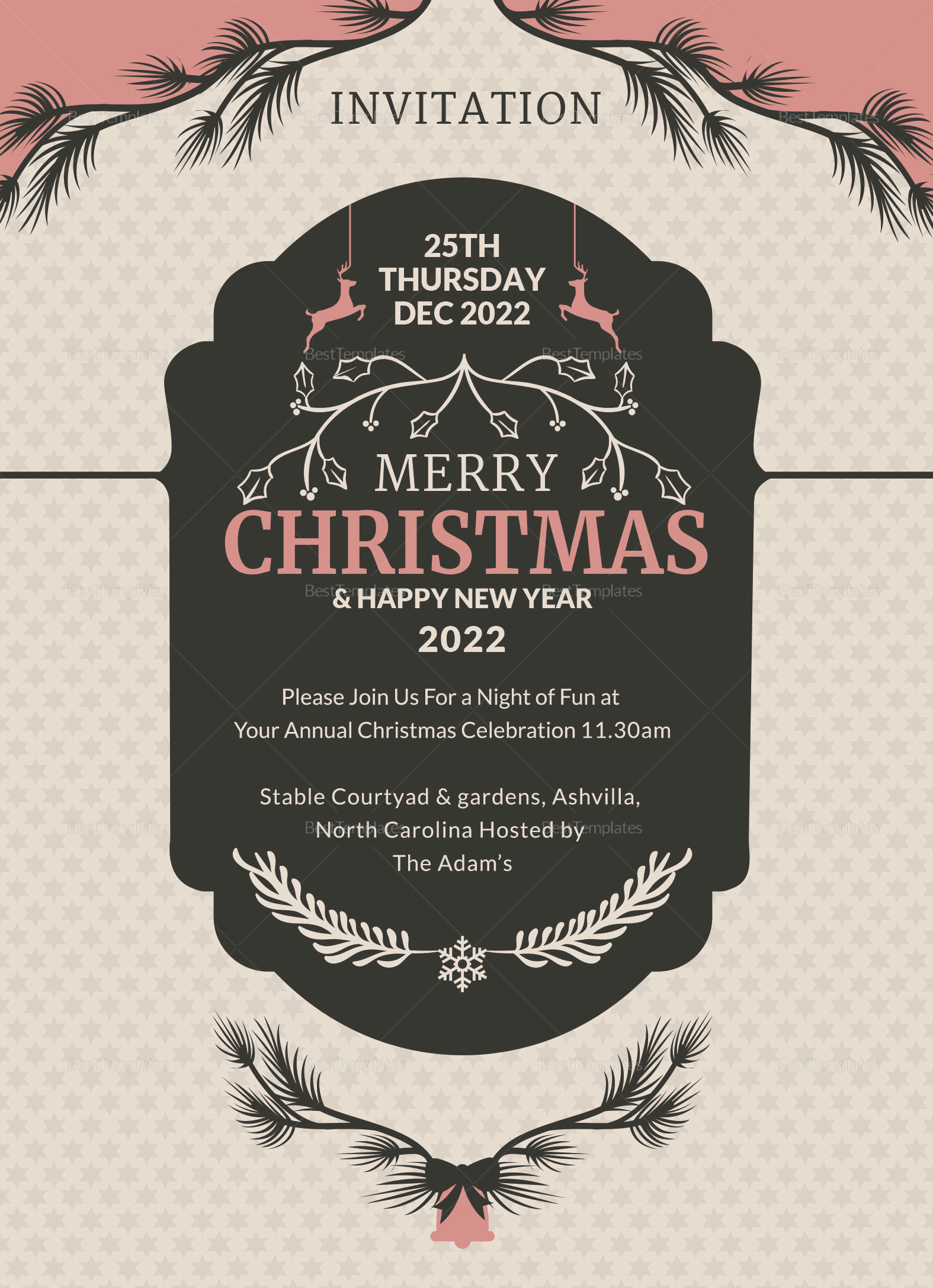 Beautiful Christmas Invitation Card Template in Adobe Photoshop