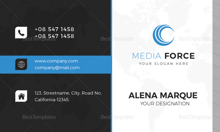 Media Business Card Design Template in PSD, Word, Publisher
