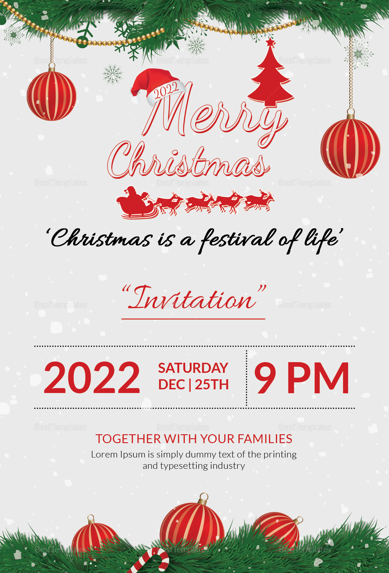 Family Christmas Party Invitation Template In Adobe Photoshop