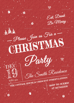 Red Christmas Party Invitation Template in Adobe Photoshop