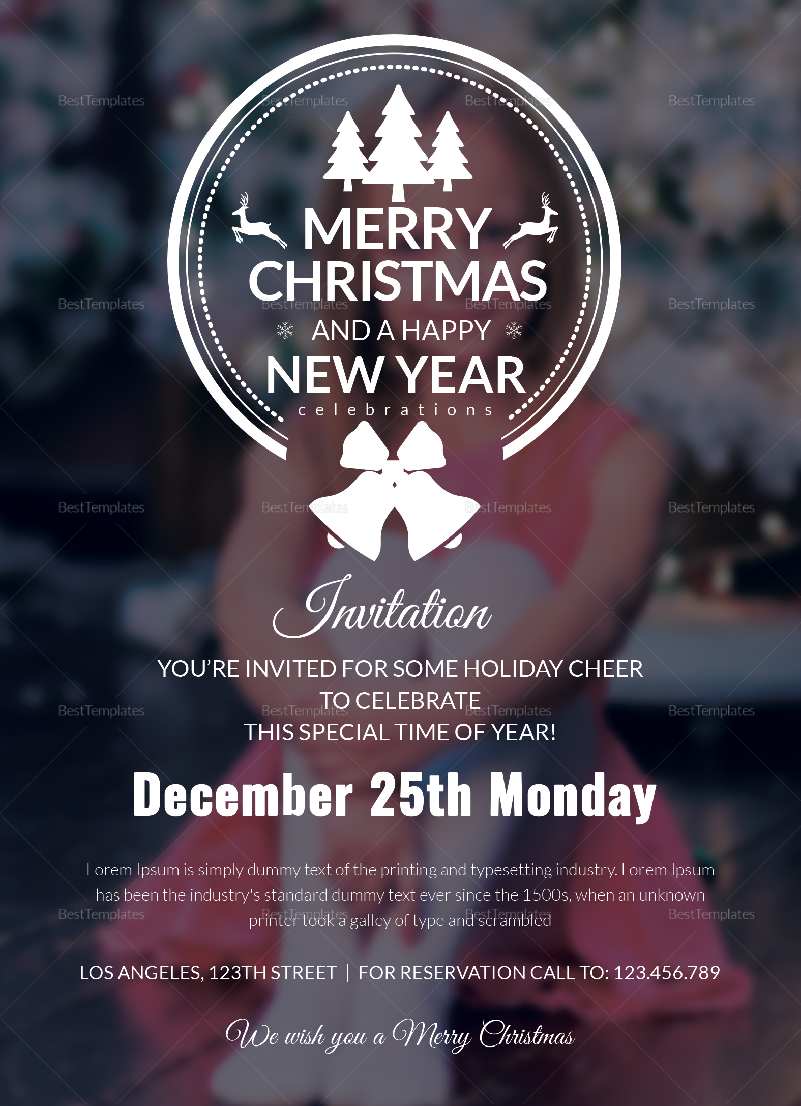 Frost Christmas Party Invitation Card Template in Adobe Photoshop