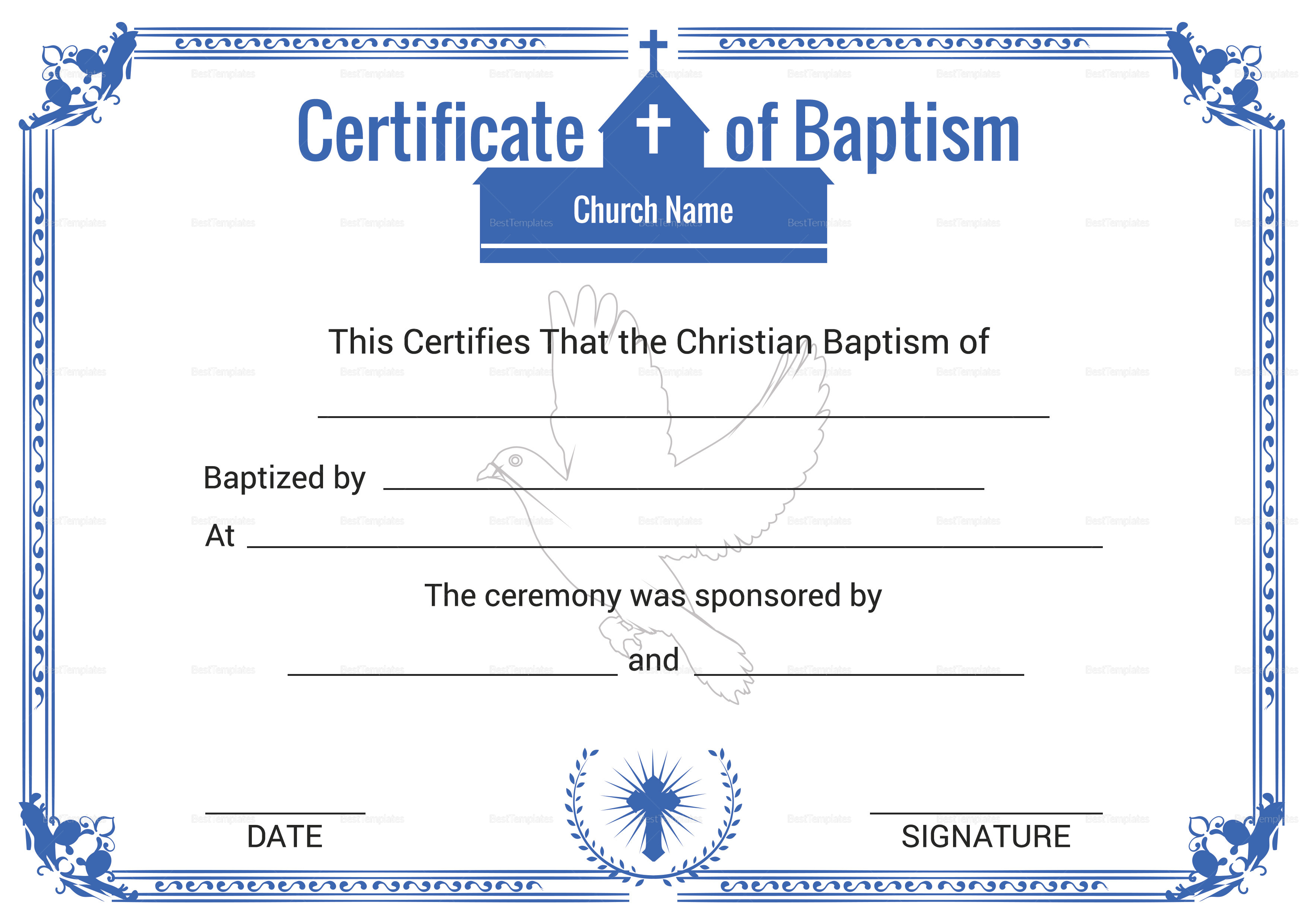 Printable Baptism Certificate Printable Templates