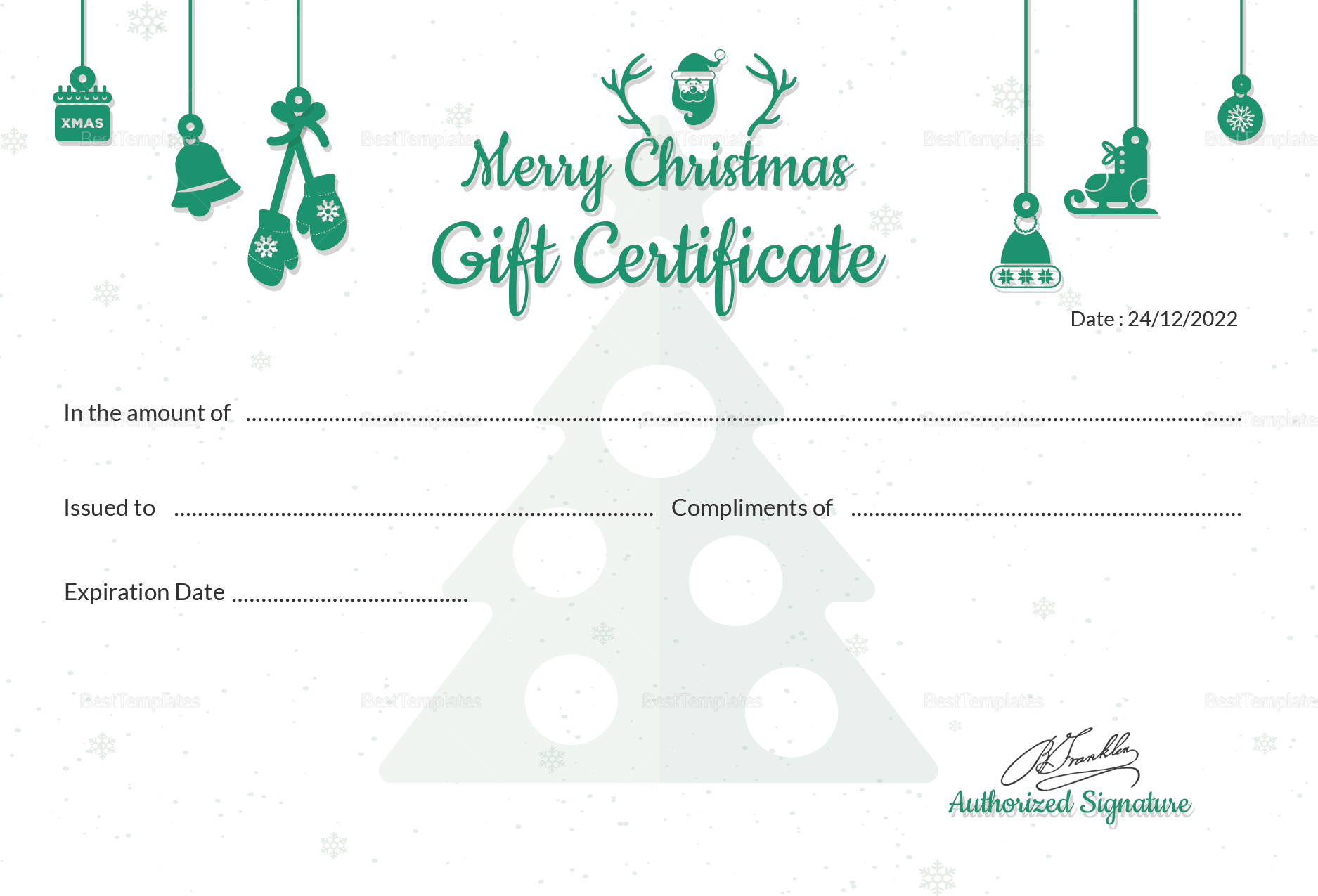 Editable Christmas Gift Certificate Template In Adobe Photoshop
