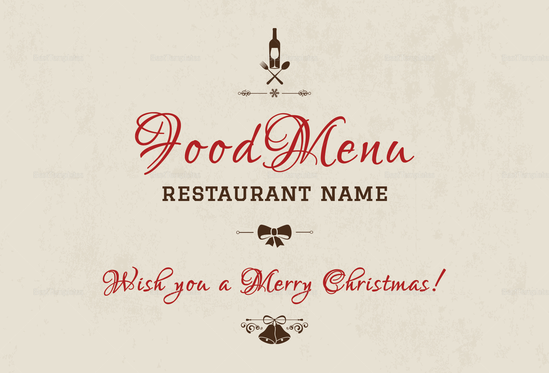 Restaurant Christmas Greeting Card Template in Adobe Photoshop