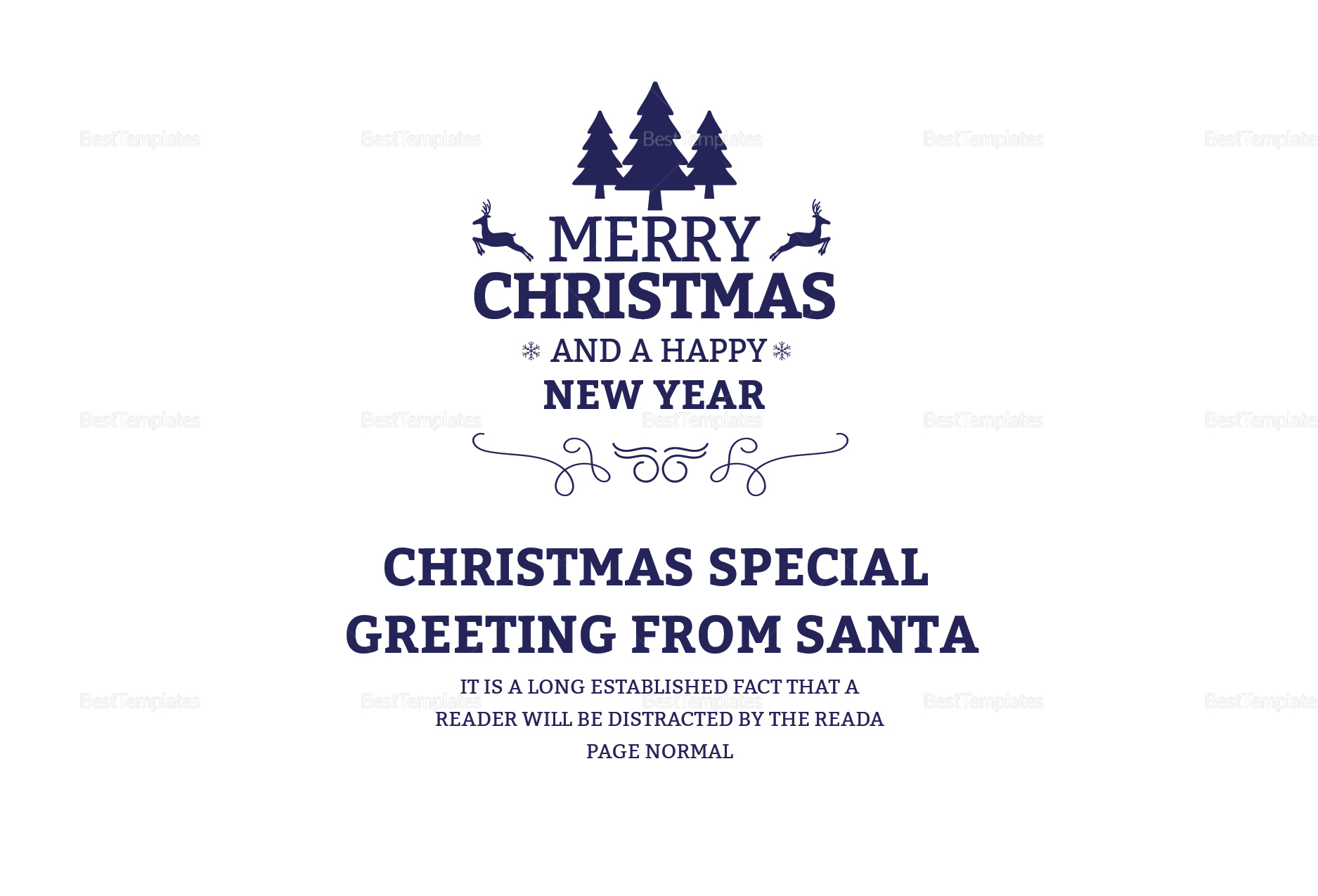 Editable Christmas Greeting Card Template in Adobe Photoshop