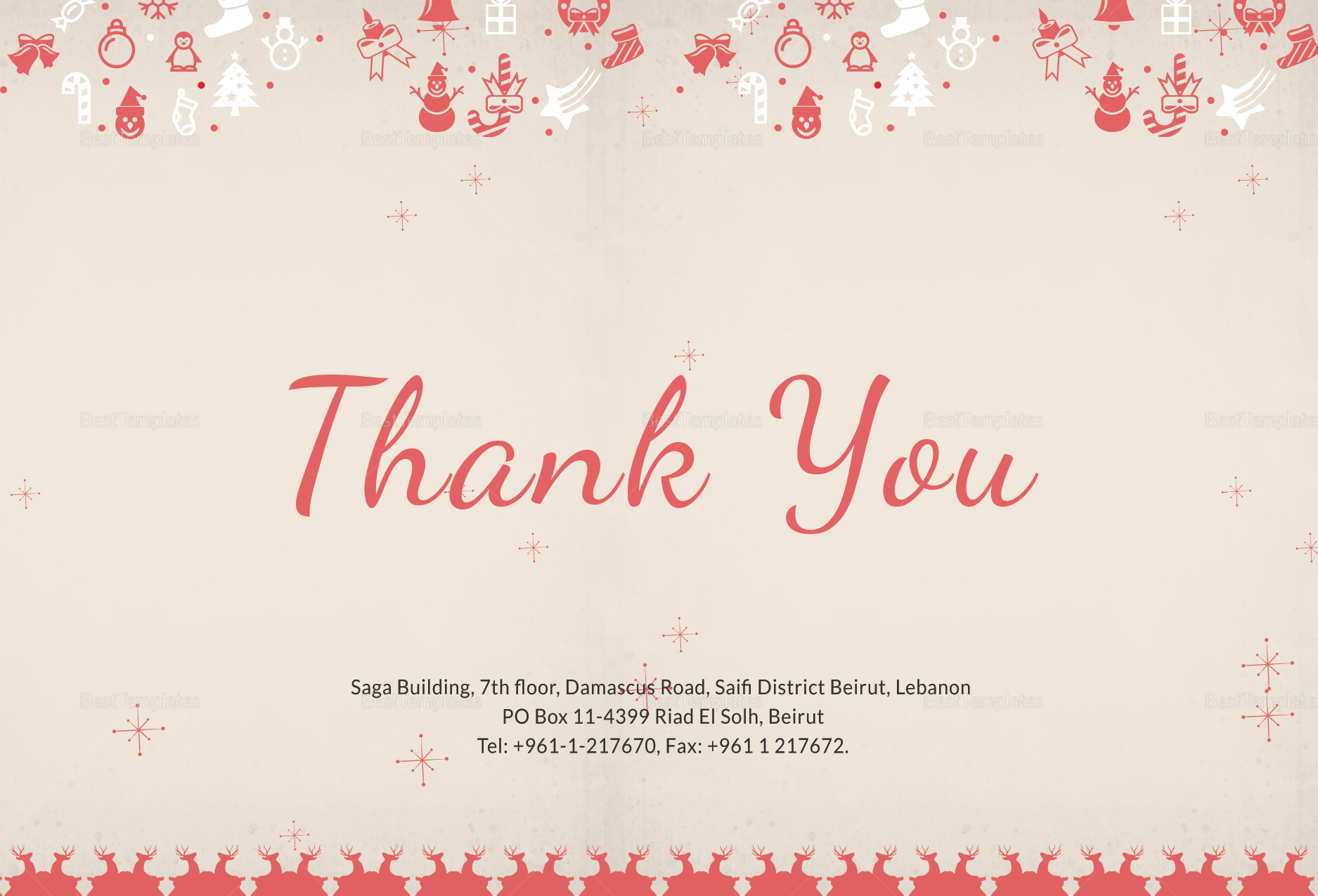 Beautiful Christmas Thank You Card Template in Adobe Photoshop