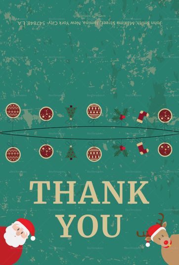 Editable Christmas Thank you Card Template in Adobe Photoshop