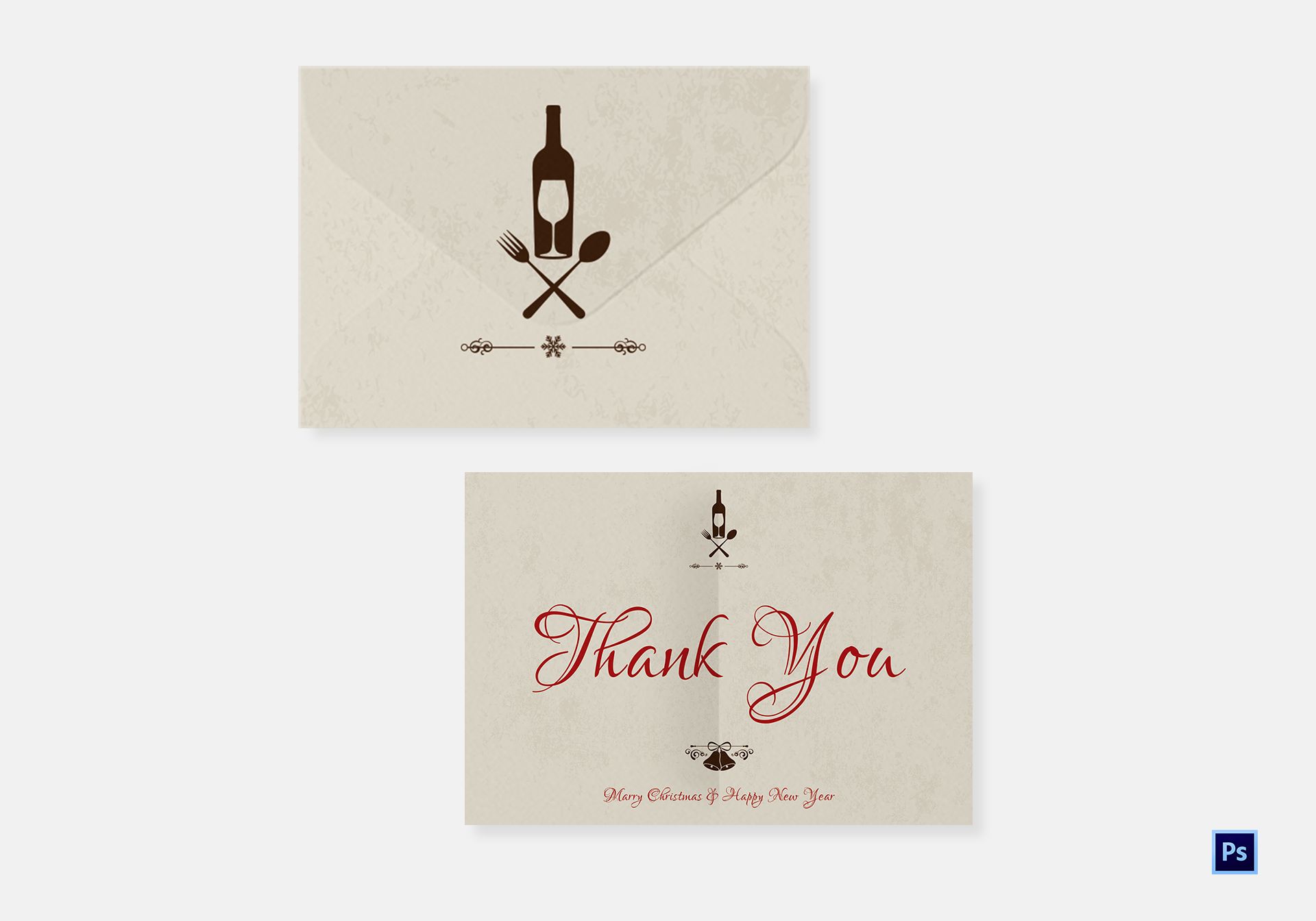 Restaurant Christmas Thank You Card Template in Adobe Photoshop