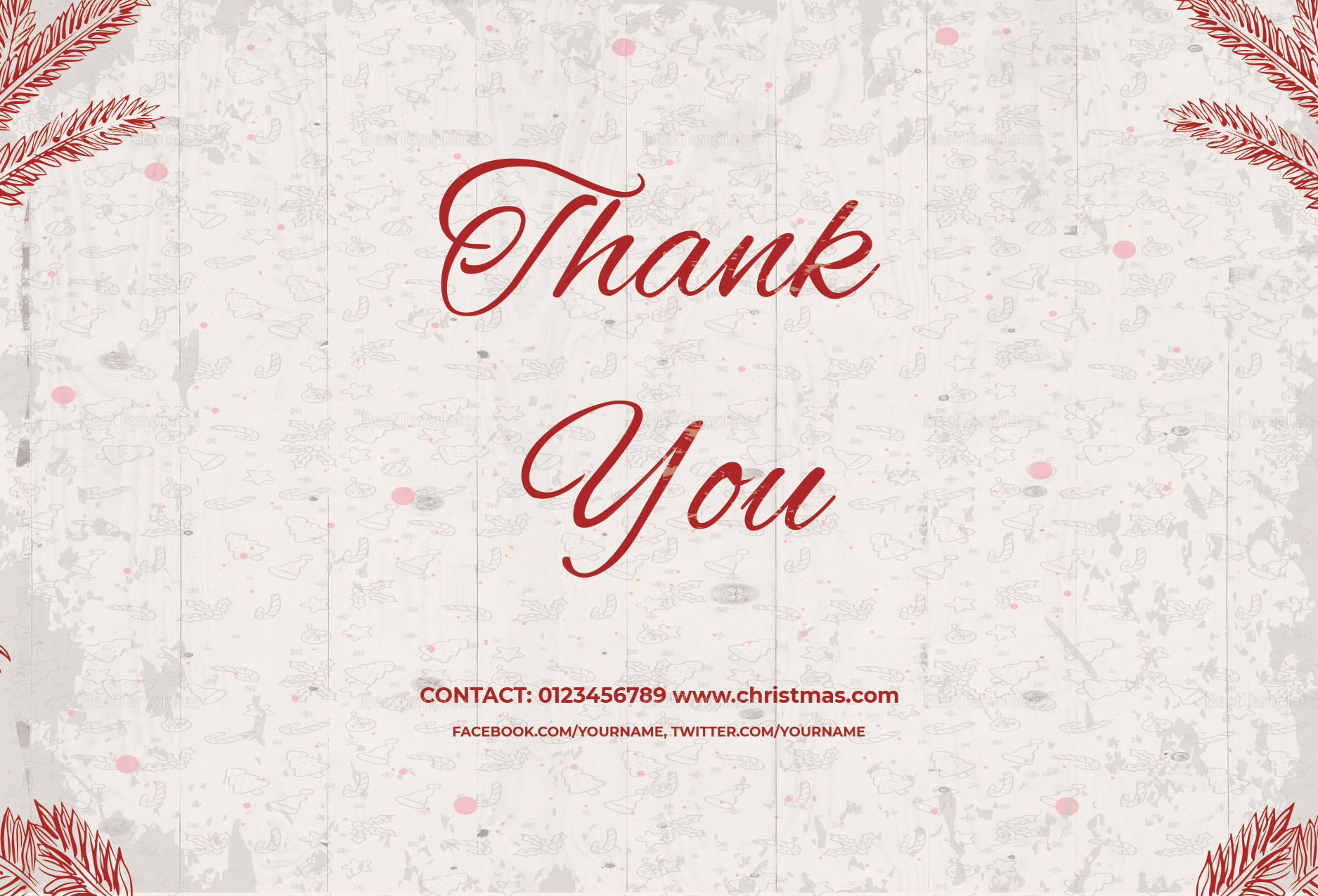 Christmas Wishes Thank You Card Template in Adobe Photoshop