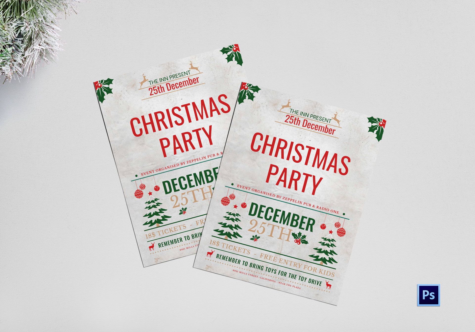 Editable Christmas Party Flyer Template in Adobe Photoshop