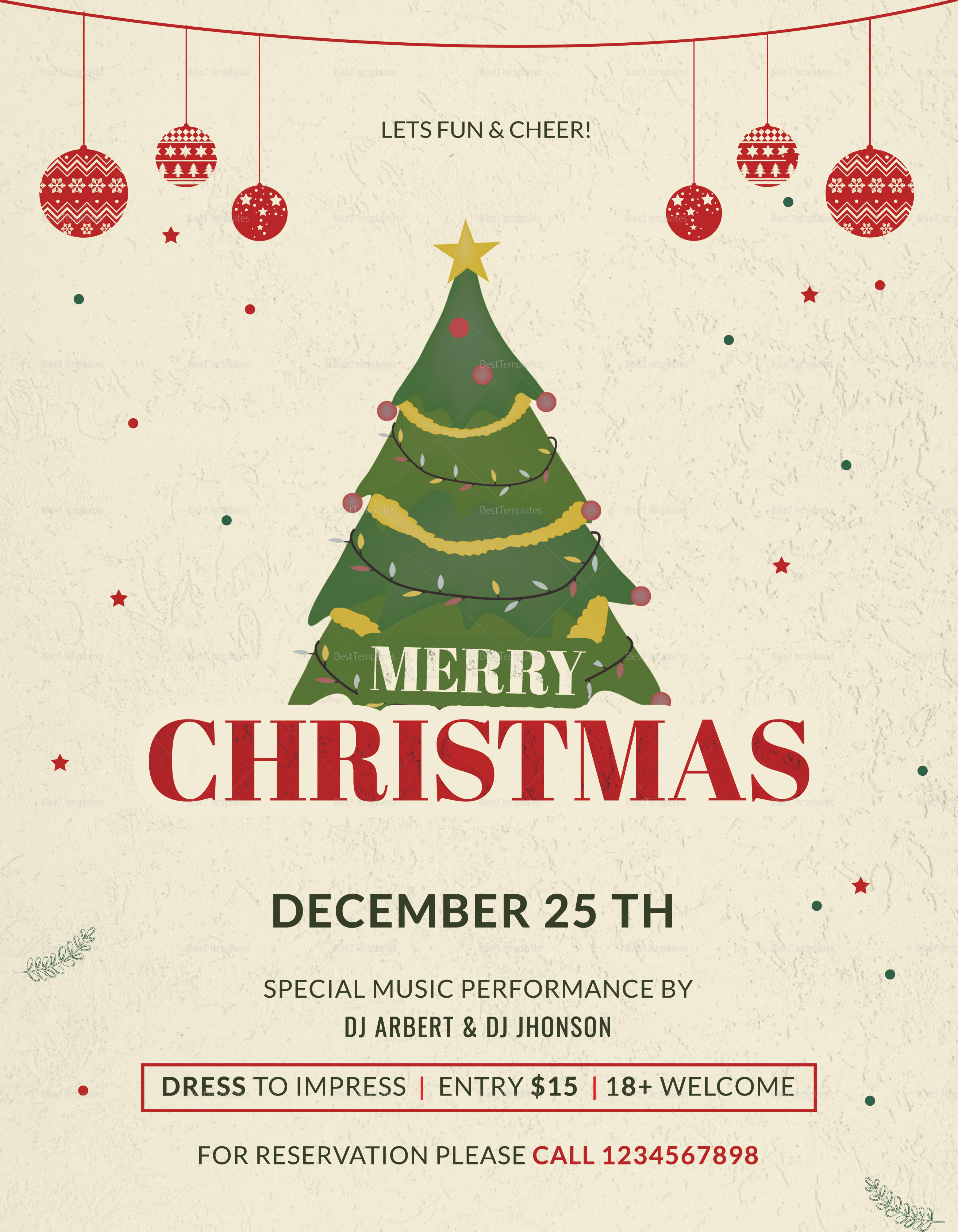 Xmas Tree Flyer Template In Adobe Photoshop